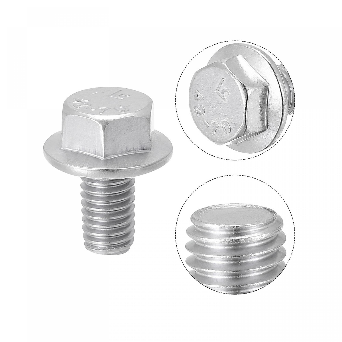 uxcell M5x8mm Hex Serrated Flange Bolts Screws Metric Thread 304 Stainless Steel 50pcs