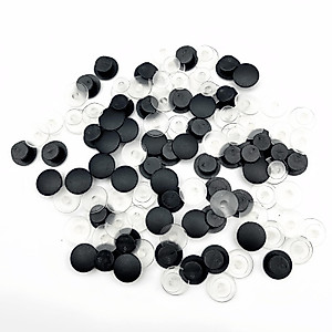 JIANYI Buckle Plastic Button, 100PCS Shoe Charm Buttons Round Buttons DIY Shoes Charm Accessories for Kids, Wristband Charm Backs (Black & Transparent)