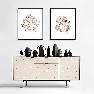 TANXM 4 Set - Pink rose Canvas Painting Flower Wall Art,Modern Wall Decor Bathroom Living Room Girls Bedroom - No Frame,8"x10"