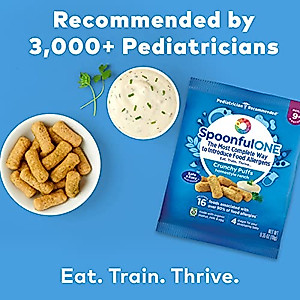SpoonfulONE Early Allergen Introduction Crunchy Puffs | Smart Feeding Snack Food for an Infant or Baby 9+ Months | Certified Organic (Homestyle Ranch, 28 Pack)