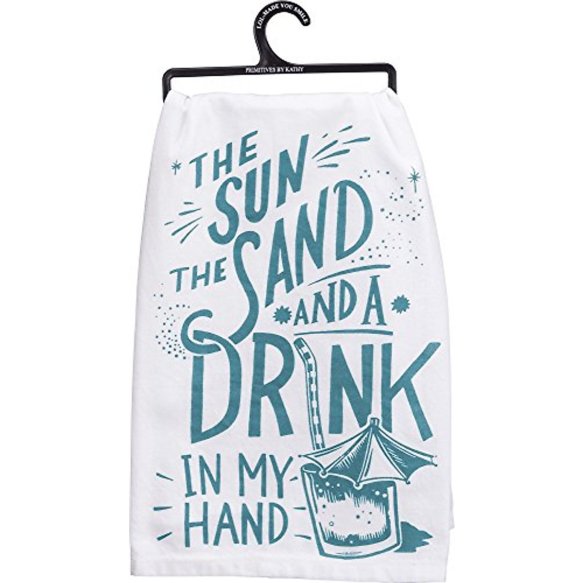 Primitives by Kathy 35662 LOL Made You Smile Dish Towel, 28", Drink in Hand
