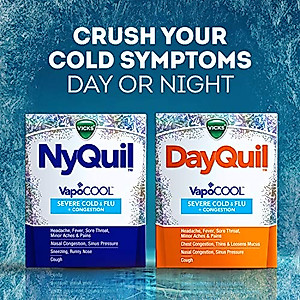Vicks DayQuil and NyQuil VapoCOOL SEVERE Combo Cold & Flu + Congestion Medicine, Max Strength Relief For Fever, Sore Throat, Nasal Congestion, Sinus Pressure, Cough, 48 Count - 32 DayQuil, 16 NyQuil