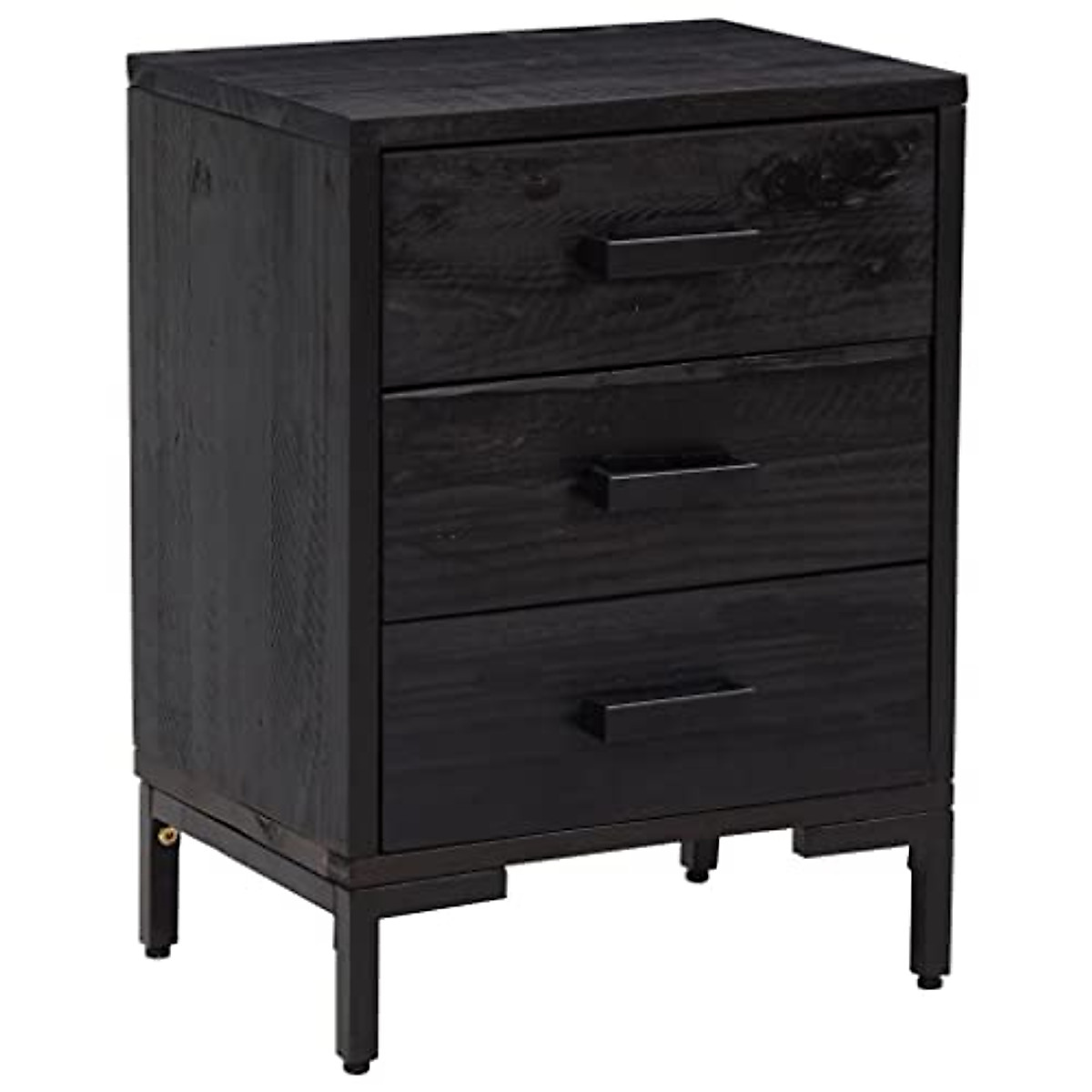 vidaXL Set of 2 Bedside Cabinets in Black - Solid Wood Pine, Metal Hardware, Retro Style, 15.7"x11.8"x21.7" - Ideal Bedroom Furniture