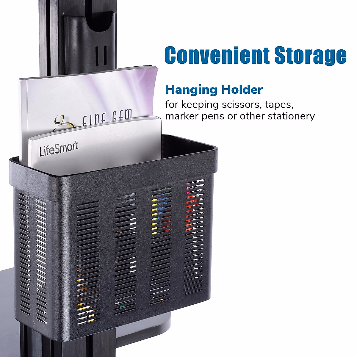 AW Rolling Computer Cart Adjustable Mobile PC Standing Workstation with Monitor Mount Keyboard Tray Printer CPU Holder Wheels for Shop Home Office Black