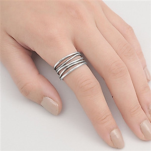 Knot Bar Line Design Polished Cute Ring New .925 Sterling Silver Band Size 7