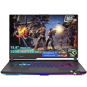 ASUS ROG Strix G15 Gaming Laptop | 15.6" WQHD 165Hz 100% DCI-P3 | AMD 8-Core Ryzen 7 6800H (>i7-11370H) | 32GB DDR5 1TB SSD | GeForce RTX 3060 6GB Graphics | USB-C Backlit Win11Pro + HDMI Cable