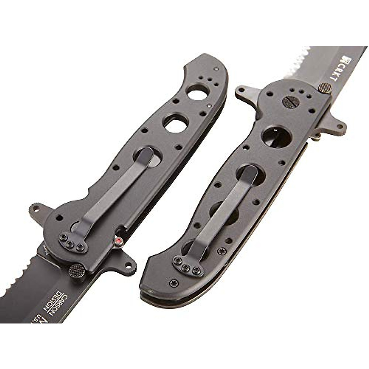 CRKT M21-14SF EDC Folding Pocket Knife: Special Forces Everyday Carry, Black Serrated Edge Blade, Veff Serrations, Automated Liner Safety, Dual Hilt, Aluminum Handle, Pocket Clip
