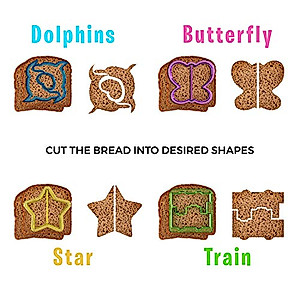 FUNUTTERS Sandwich Cutters for Kids with Cute Food Picks, 20 pc. Set, Animal Cutouts for Cookies, PBJ Sandwiches, Vegetables, Fruit, and Bento Box Lunches, Mini and Reusable