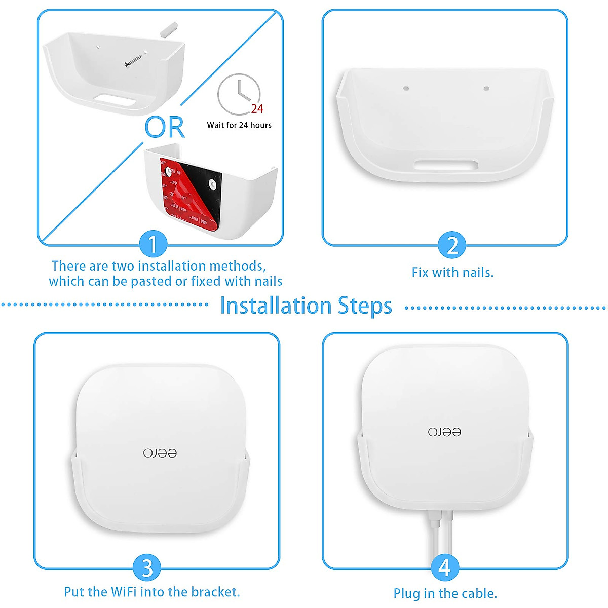 Outlet Wall Mount Holder for eero WiFi Router (eero Pro 6), Anbage Nest WiFi Bracket Compatible with eero WiFi Router, Two Installation Methods Easy to Install, Tidy Your Messy Wires