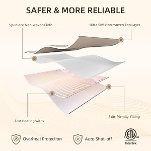 Bwarm Electric Heated Mattress Pad Mini Twin Size, 31" x 55", Bed Warmer, 9 Heat Settings, 1-12 Hours Auto Off, Deep Pocket, Fast Heating, Machine Washable, Soft and Cozy