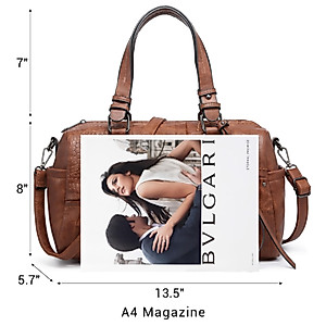 Dasein Women Soft Vegan Leather Barrel Bags Large Hobo Top Handle Work Totes Satchel Handbags Shoulder Purse (Coffee)