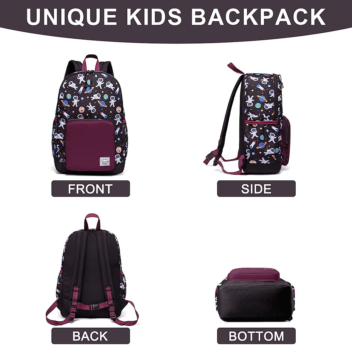 VASCHY Preschool Backpack, Cute Lightweight Water Resistant Kindergarten Backpack Bookbag for Boys and Girls Astronaut