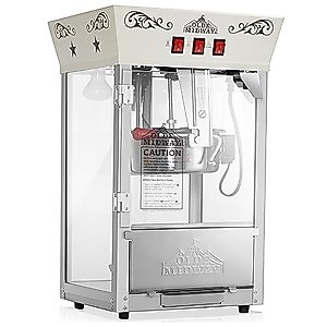 Olde Midway Movie Theater-Style Popcorn Machine Maker with 8-Ounce Kettle - Cream, Vintage-Style Countertop Popper