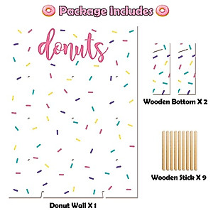 Huray Rayho Sprinkles Donut Wall Party Decoration Doughnut Food Buffet Display Stand Dessert Table Pegboard Treats Holder Centerpieces Ideas Reusable Rainbow Colorful Dashes Board Set of 1