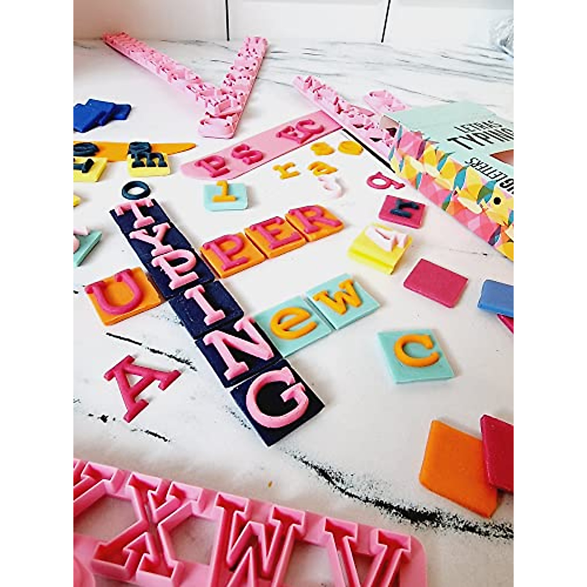 La Botica Makers Typing Alphabet Biscuit Fondant Cake, Cookie Stamp Impress Embosser Cutter Mold - 1.10 Inches Blue, 8-Pack