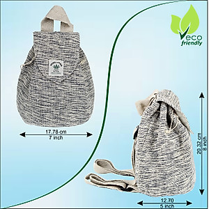 Hemp small bag for women Girls Light Weight Eco Friendly Small cute backpack Bag for everyday lives (White Gray)