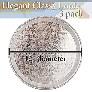 Upper Midland Products 3 Serving Tray Platters Elegant Aluminum Round Disposable Plastic Alternative