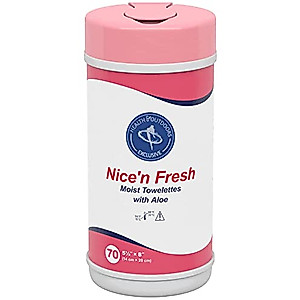 HAO Nice 'n Fresh Moist Towelettes Refreshing Skin Cleansing Wipes With Aloe and Lanolin (70 Count) Travel Tub