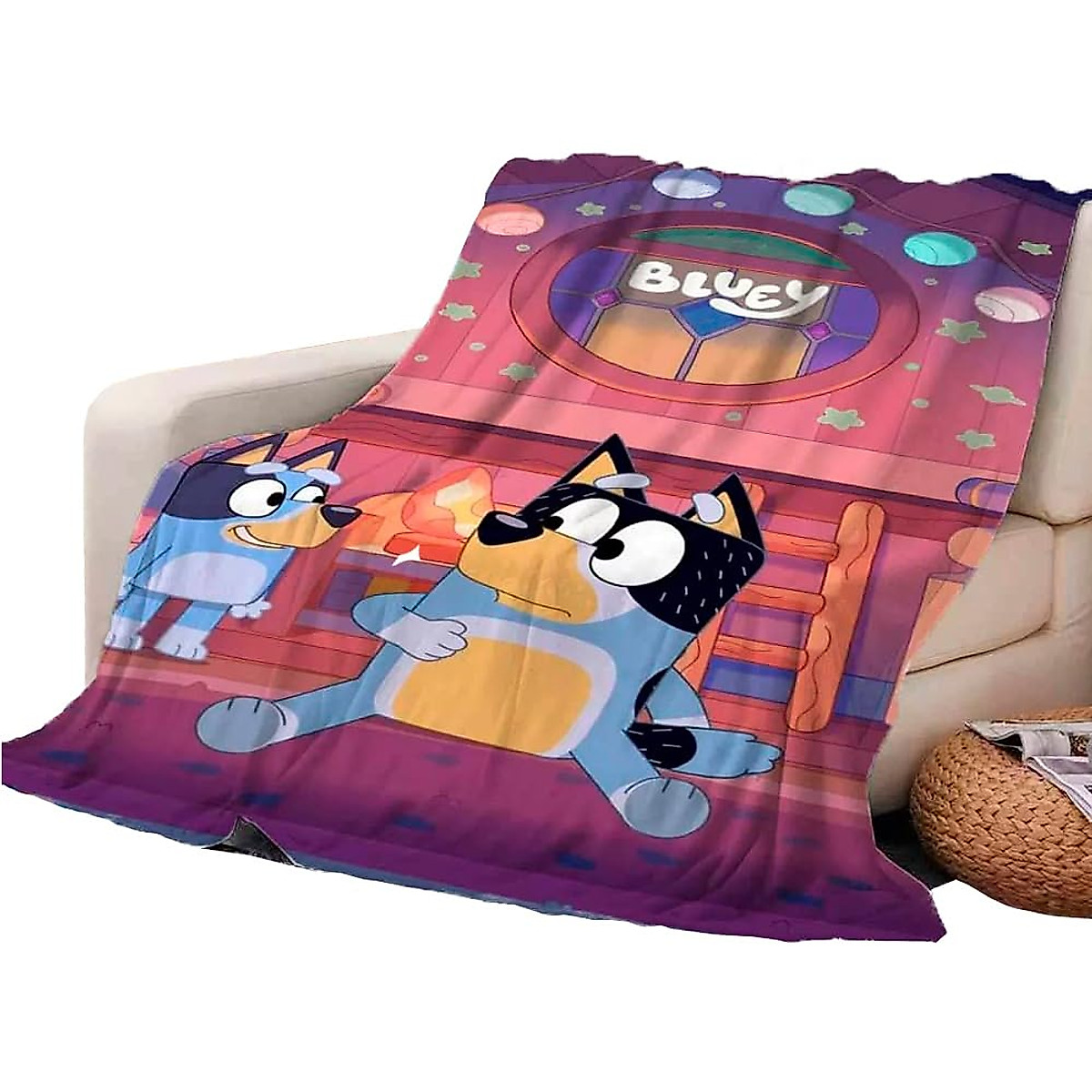 ORGANISET | 50"x 40" | Blanket for Kids, Toddler Blankets for Boys and Girls, Kids Blankets Cartoon, Bluey Toddler Bedding, Throw Blanket Flannel for Bed