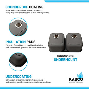 KABCO 32 Inch Stainless Steel Double Equal Bowl Classic Kitchen Sink, Extra Thick 16 Gauge Undermount Rust, Sound and Heatproof Sink with Sink Strainer and Removable Garbage Basket