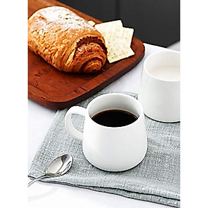 Porcelain Coffee Mugs Set of 4-12 Ounce Cups with Handle for Hot or Cold Drinks like Cocoa, Milk, Tea or Water - Smooth Ceramic with Modern Design, White