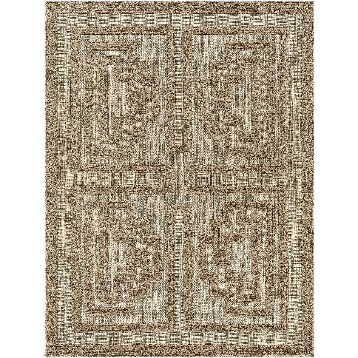 Mark&Day Outdoor Rugs, 8x10 Cassoday Modern Indoor/Outdoor Brown Area Rug, Non Shedding Brown Carpet for Patio, Porch, Deck, Bedroom, Living Room or Kitchen (7'10" x 10')