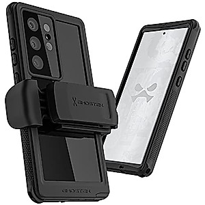 Ghostek NAUTICAL S23 Ultra Case Waterproof with Screen Camera Protector, Belt Clip Holster Rugged Heavy Duty Protective Full Body Phone Covers Designed for 2023 Samsung Galaxy S23 Ultra (6.8") (Black)