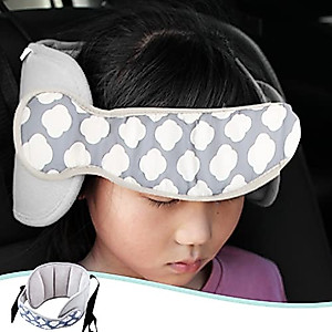 vocheer Baby Car Seat Head Support Band, Adjustable Carseat Sleep Nap Aid Holder Belt Head Protection Strap for Kids 1-5 Years Old Gray