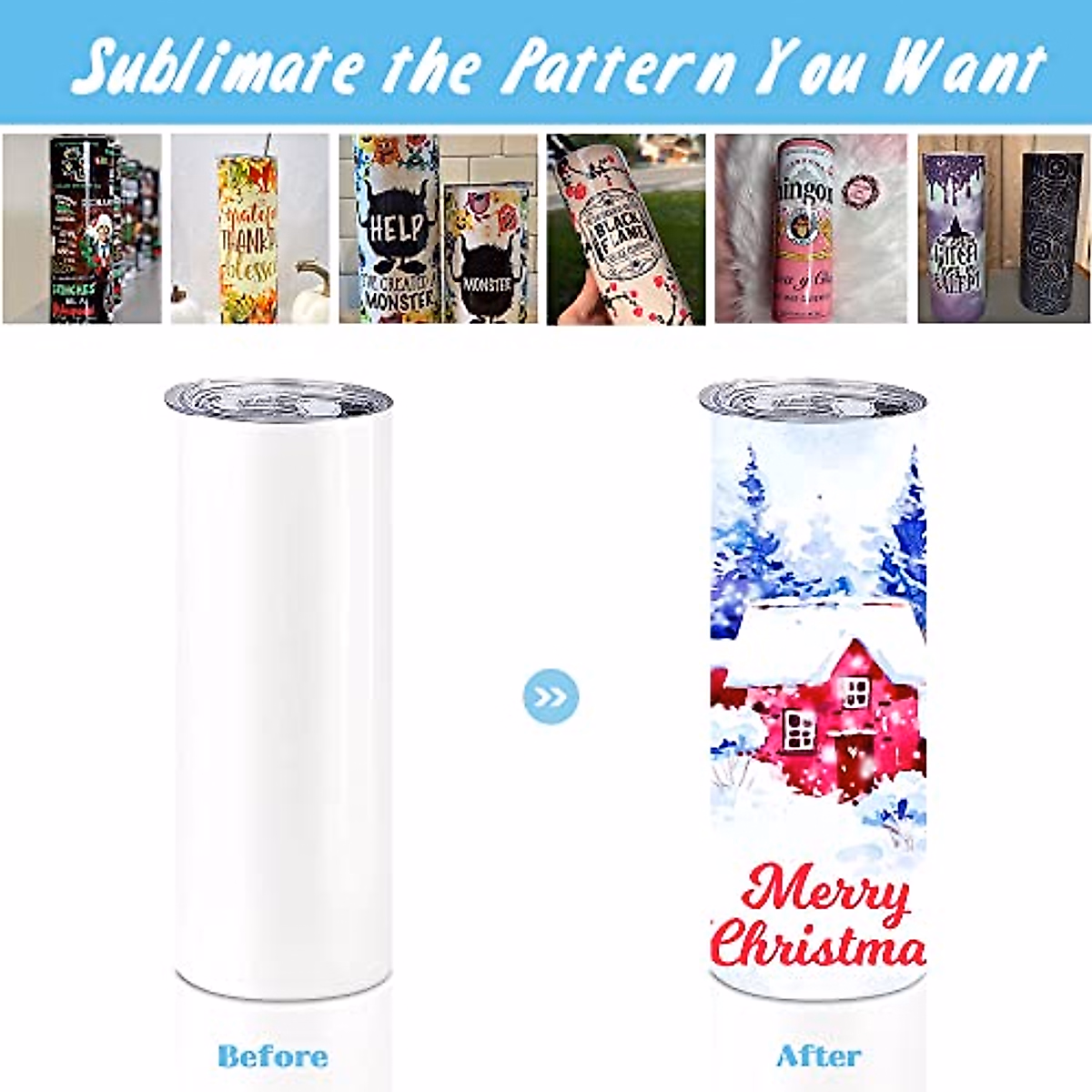 VACVOU 2 Pack Sublimation Tumblers 20 oz Skinny Straight, Double Wall Insulated Stainless Steel Sublimation Tumblers Cups with Lid and Straws Sublimation Blank Tumbler for DIY Gift