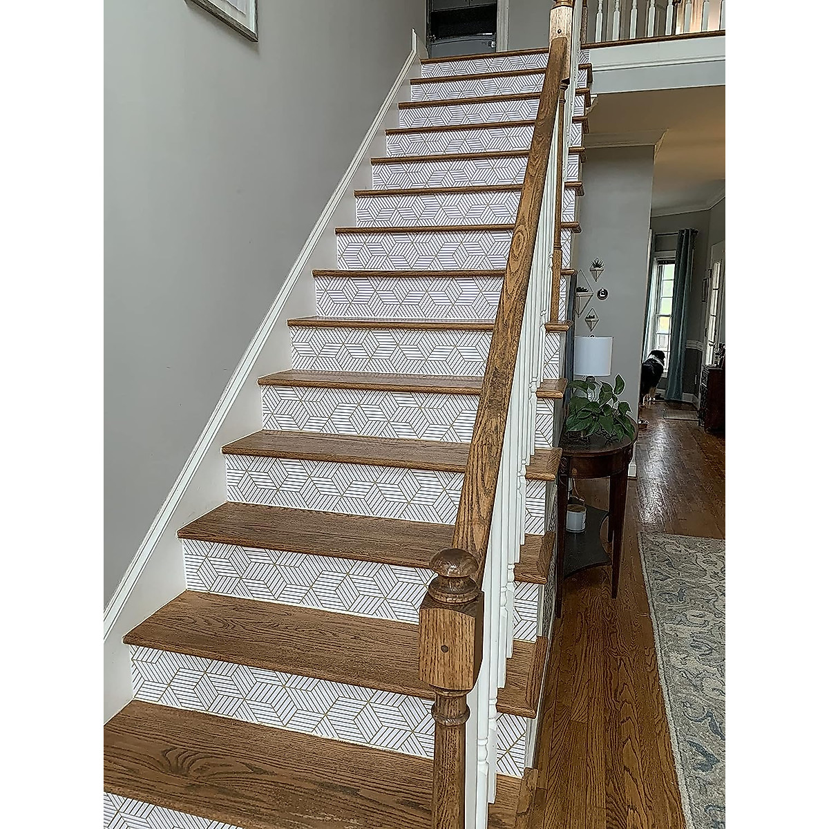 White and Gold Geometry Stripped Hexagon Peel and Stick Contact Paper self Adhesive Wallpaper Removable Vinyl Film Decorative Shelf Drawer Liner Sticker 118 inch x17.7 inch