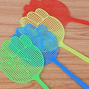 Generic 1 PC Pattern Plastic Fly Swatter Lightweight Household Long Handleflapper Control Tools Swatter Garden Supply Convenient Design