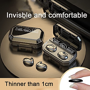 Loluka Sleeping Earbuds Invisible Bluetooth Earbuds Comfortable and Fitable for All Type Ears True Wireless Earbuds Stereo HiFi Music IPX4 Waterproof Invisible Headphones with Charging Case Nude