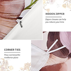 Drucon Duvet Cover Queen Size,Reversible 3 Pieces Floral Duvet Cover Set,Blush Bedding Set for All Season,Soft and Breathable Bedding Set with Zipper Closure & Corner Ties(Queen, 90"x90")