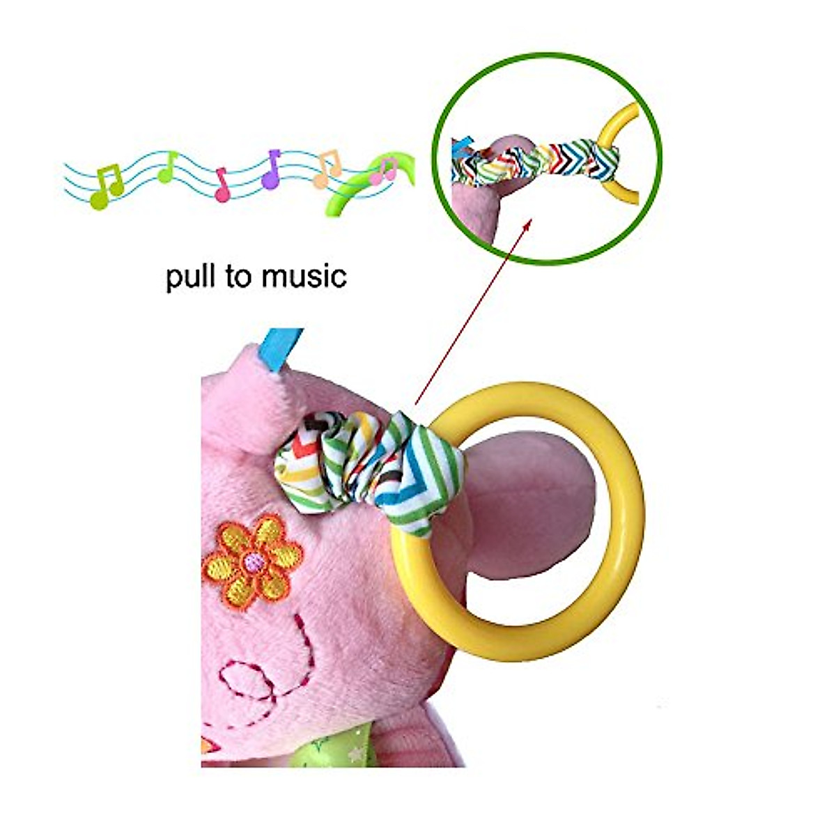 V Convey Music Bed Time Wind Up Musical Stuffed Animal Elephant Stuffed Toys Kids Toddler Plush Baby Infant Strollers Crib Bedding Toys (Blue)