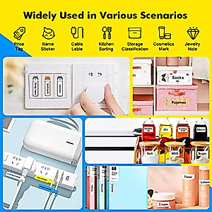 Label Maker Machine with Tape, Wireless Bluetooth Portable Mini Cute Sticker Handheld 0.6 Inch Label Printer, Compatible iOS&Android, for Home&Office (Green)