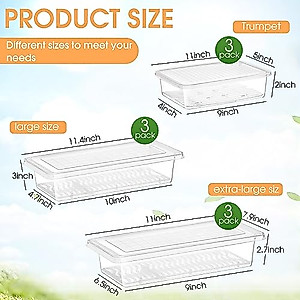Thyle Clear Storage Bins with Lids Plastic Stackable Fridge Organizers with Removable Drain Tray Keep Fresh Food Storage Containers for Fridge Refrigerator Fruit Vegetables Pantry (9 Pcs,XL, L, S)