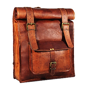 URBAN DEZIRE Men's Leather Vintage Roll On Laptop Backpack Rucksack knapsack college bag