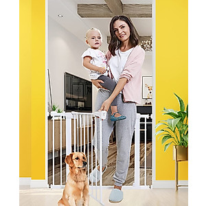 Baby Gates for Doorways and Stairs Adjustable 30-51.5 inches Walk Through Baby Gate with Door,Dog Gates for The House Indoor Safety Gates for Kids or Pets Pressure Mounted Extra Wide Metal Auto Close