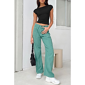 EFAN Women's Backless Tops Seamless Tee Summer 2024 Trendy Going Out Short Sleeve Crop Tops Open Back Y2k Shirts Cute Spring Tops Casual Fashion Clothing Teen Girls Black