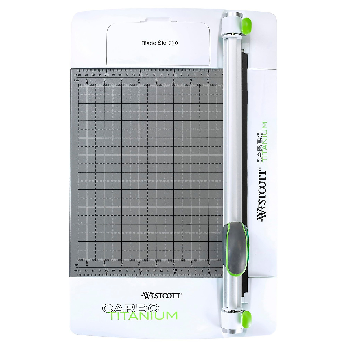 Westcott 12" CarboTitanium 45mm Rotary Metal Base Trimmer, White, Green (16718)