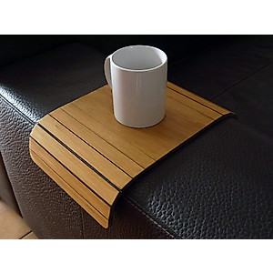 Wooden sofa armrest table in many colors as stone grey Small flexible over the couch side tables Narrow folding dining slinky arm tray Armchair trays server drink Slim wrap covers furniture