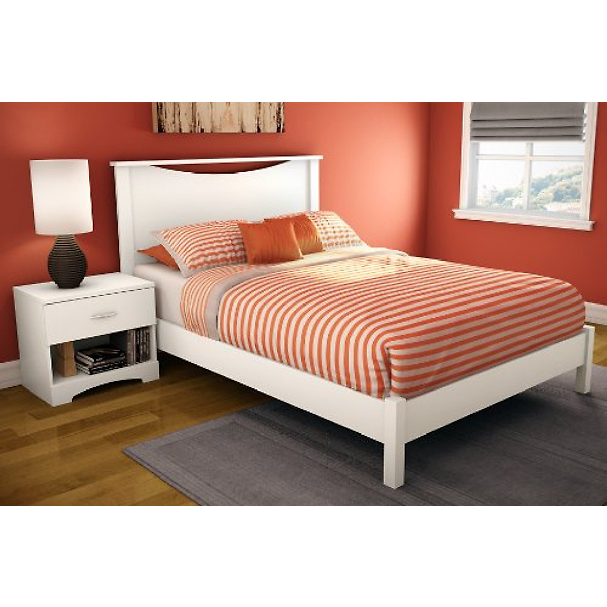 South Shore Step One Platform Bed, Full 54-in, Pure White