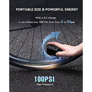 CYCPLUS Tiny Pump Bike Pump Portable Ultra-Mini 100PSI Electric Bicycle Pump Type-C Rechargeable Battery(Winner of The EUROBIKE Award 2023)