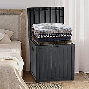 YITAHOME 51 Gallon Medium Deck Box,Outdoor Storage Container for Patio Cushions,Pool Supplies,Garden Tools,Weather,Resistant,Resin (Black)