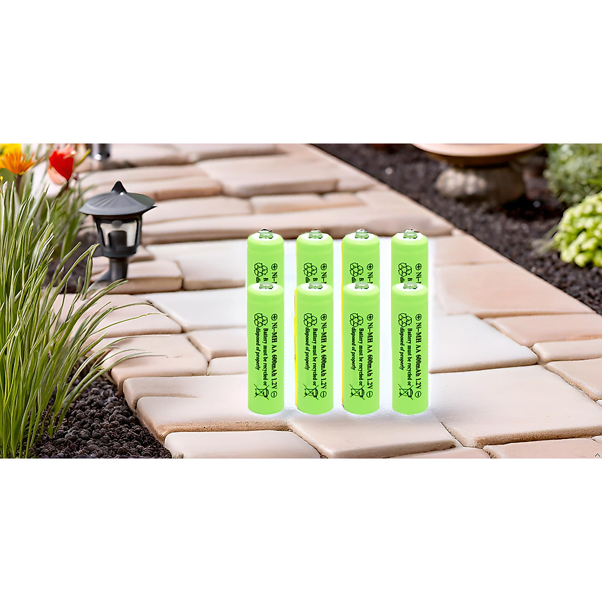 GSUIVEER Solar Light AA Ni-mh 600mAh 1.2V Rechargable Batteries AA Rechargeable Batteries for for Solar Lights (8Pack AA)