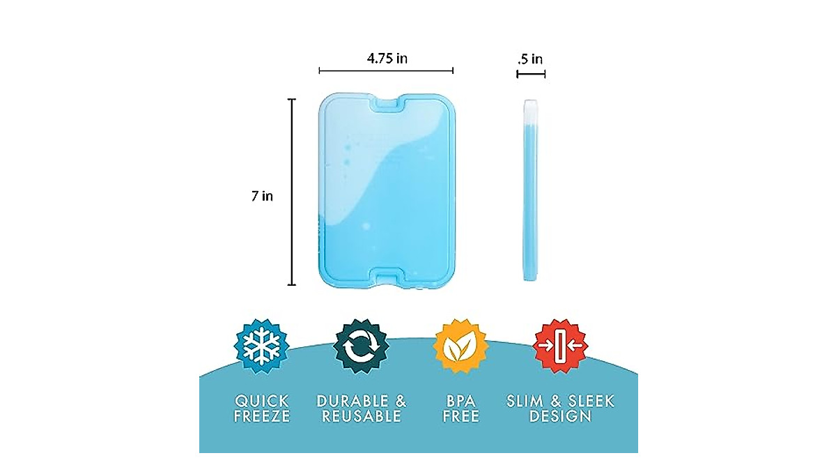 Cool Coolers XL Slim Ice Packs for Lunch & Outdoors - 4 Pack