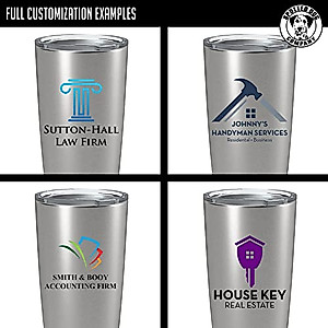 Personalized 20oz Printed Insulated Stainless Steel Tumbler with Lid - Custom Promotional Items with your Logo - Bulk Company Small Business Party Favors (Stainless)