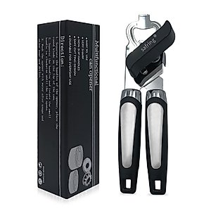 Safring Can Opener Manual, Handheld Strong Heavy Duty Stainless Steel Can Opener, Comfortable Handle, Sharp Blade Smooth Edge, Can Openers with Multifunctional Bottle Opener