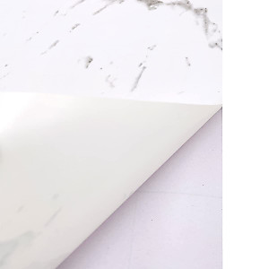Yifasy White Marble Pattern Shelf and Drawer Liner Peel-Stick Kitchen Storage Sideboard Lining Paper 17.7x118 Inch Renew Buffet Table