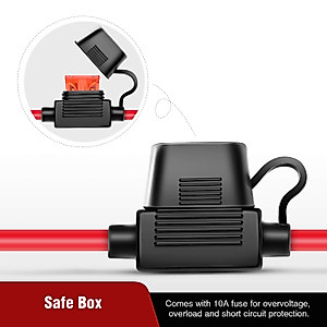 Nilight 2FT Ring Wire 2 Pin Lug Cable, Eyelet Terminal Harness Extension Charge Cord Quick Disconnect SAE Connection Lead for Motorcycle Car Tractor with 10A Fuse